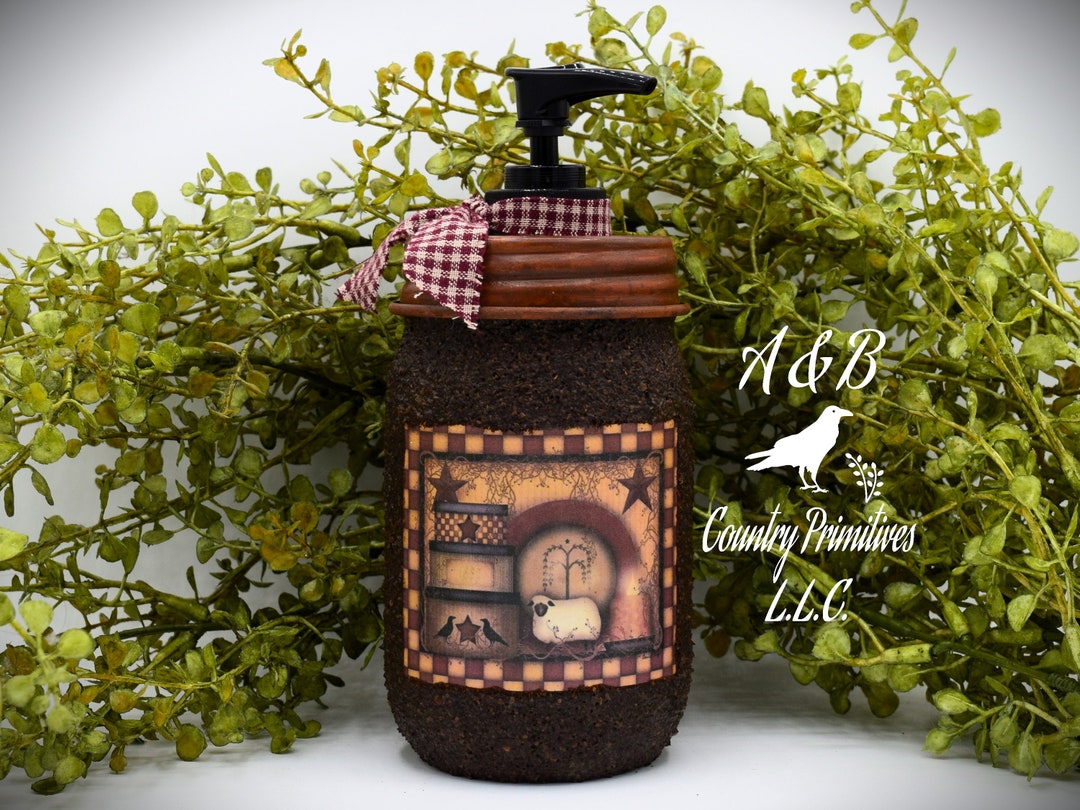 Hand Soap Dispenser, Grubby Mason Jar With Soap Pump, Country Farmhouse ...
