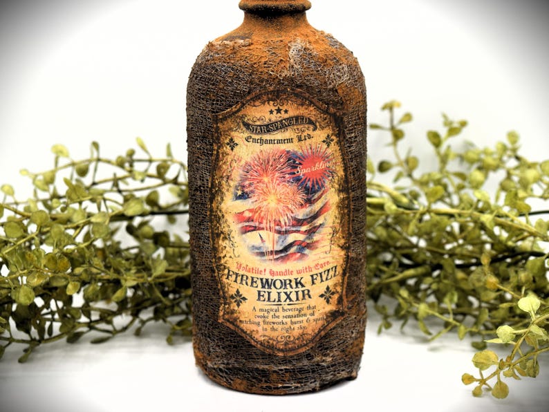 Primitive Apothecary Potion Bottles: Fourth of July Patriotic Decor - Etsy