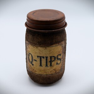 Grungy Q-tips Jar: Primitive Country Farmhouse Bathroom Storage - Etsy