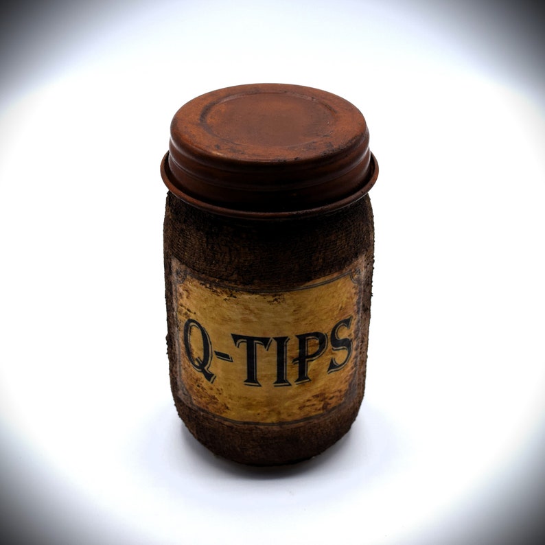 Grungy Q-tips Jar: Primitive Country Farmhouse Bathroom Storage - Etsy