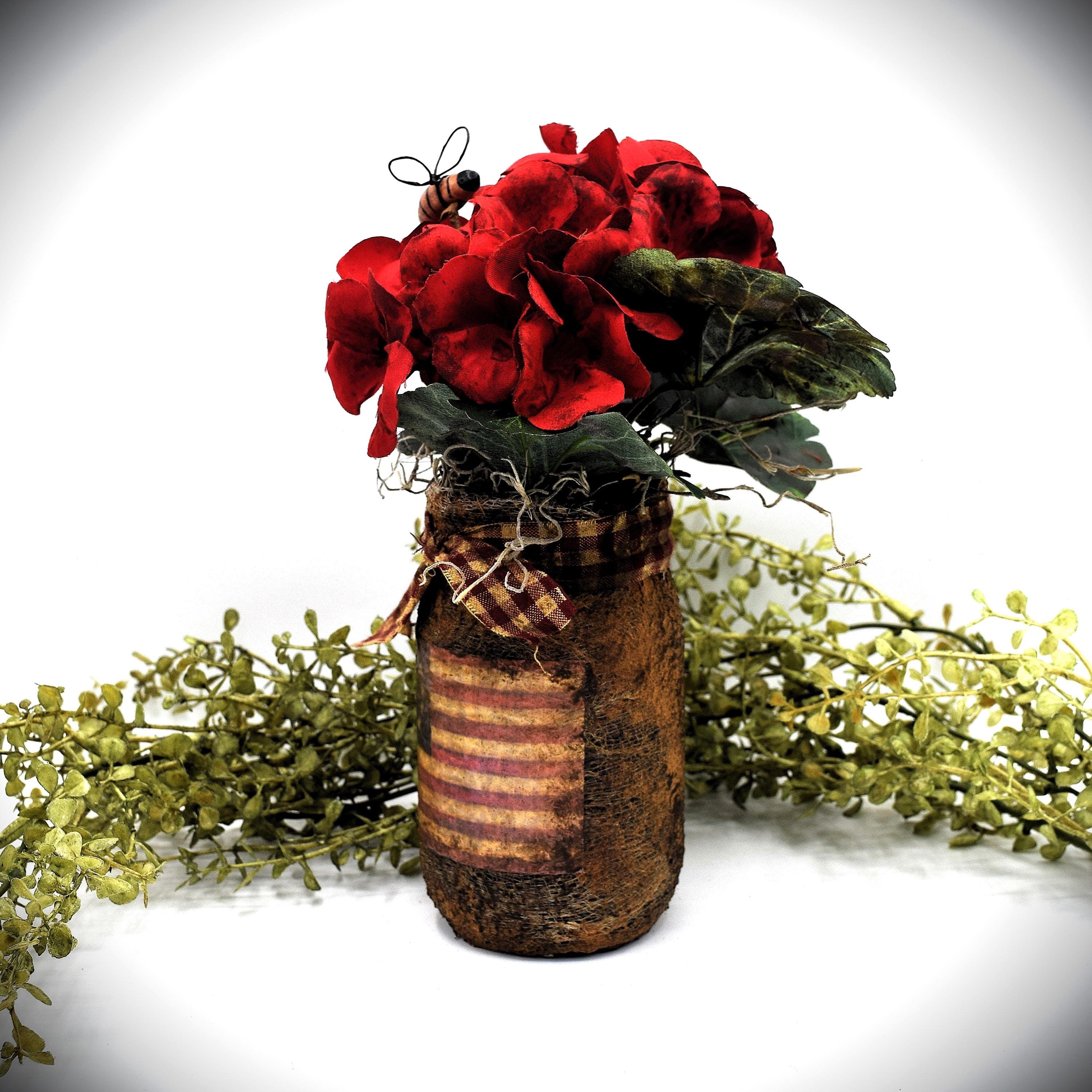 Betsy Ross Flag Mason Jar Floral Arrangement: Primitive Americana ...