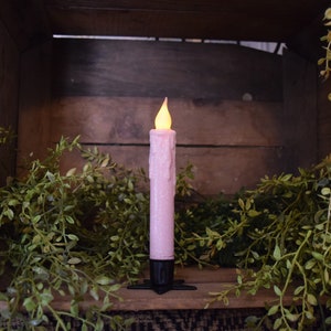 Set of TWO (2) Pink, "glitter" Spring 7 Inch LED Wax Dipped Taper ...