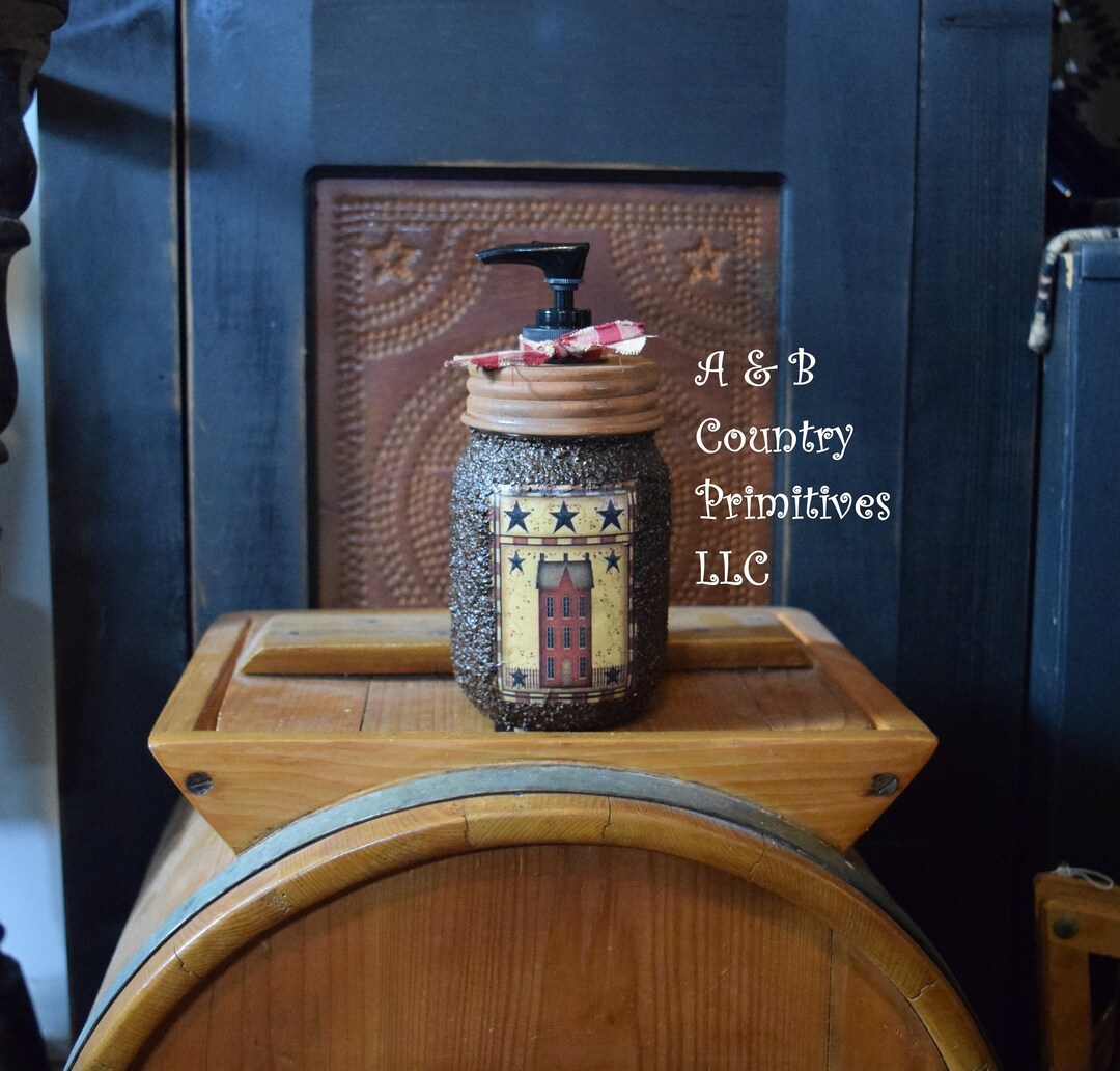 Grubby Hand Soap Dispenser Country Salt Box House Mason Jar - Etsy