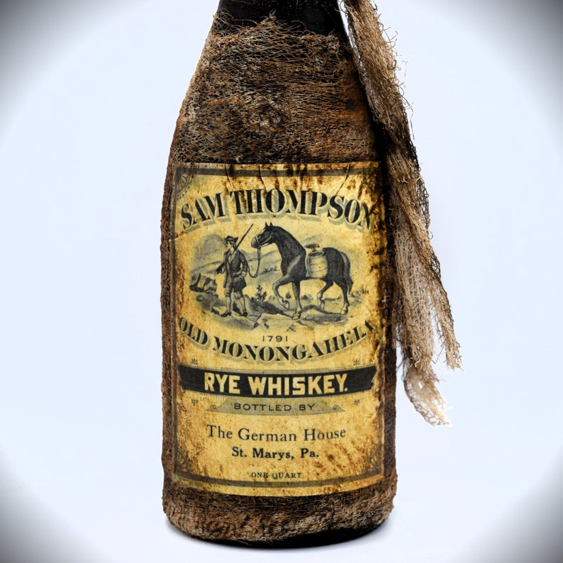 Sam Thompson Old Monongahela Rye Whiskey Bottle, 1791, Vintage ...