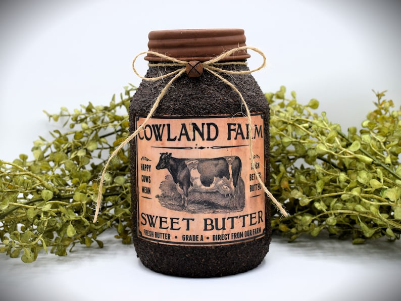 Grubby Coated Mason Jar With Vintage Pantry Label - Sweet Butter ...