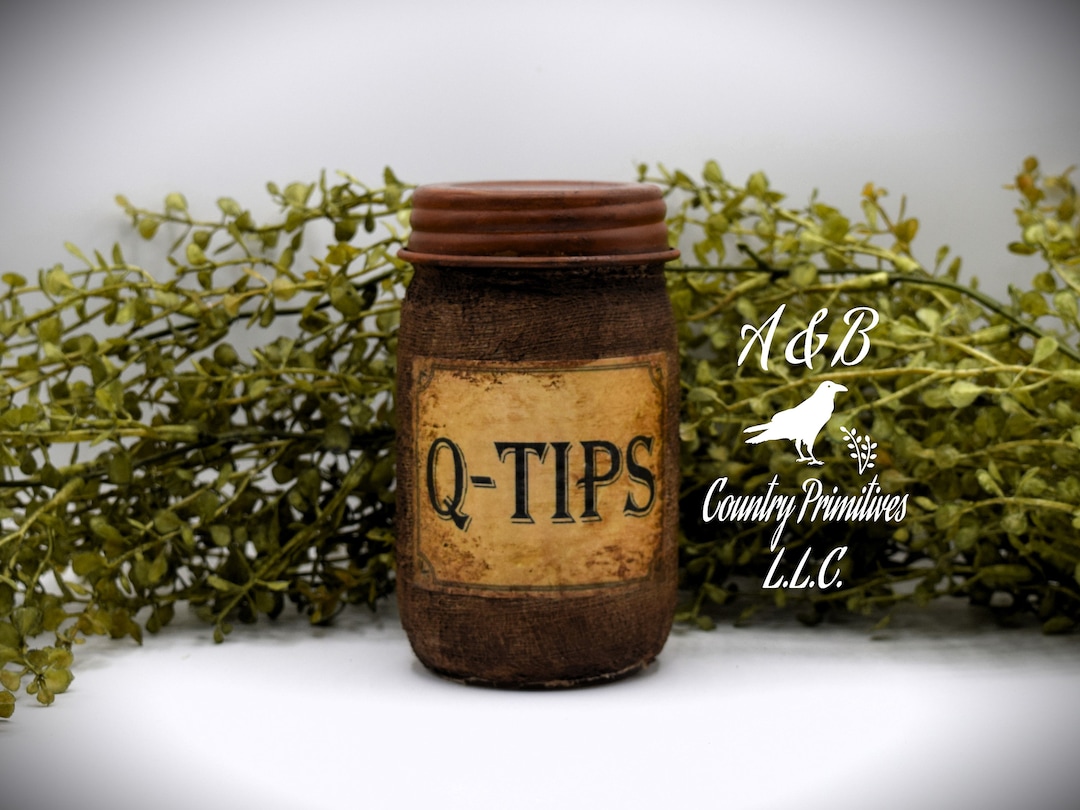 Grungy Q-tips Jar: Primitive Country Farmhouse Bathroom Storage - Etsy