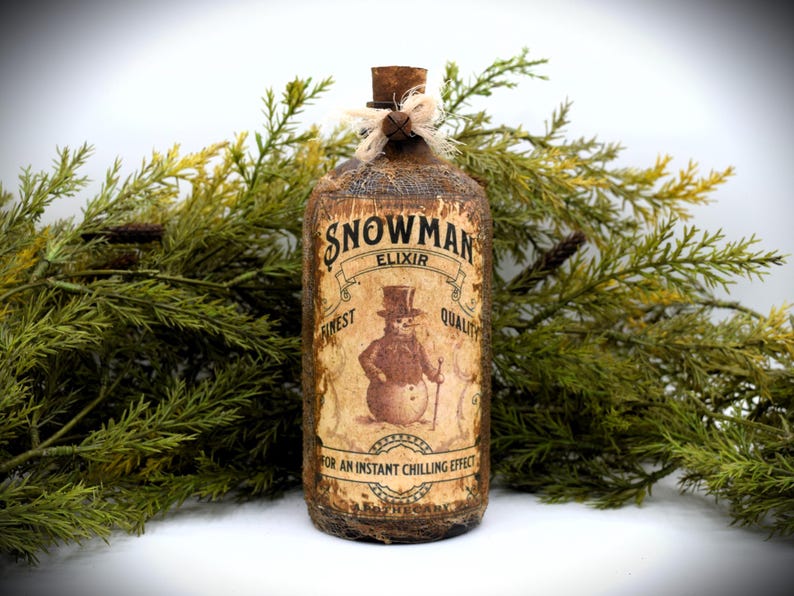 Primitive Christmas Potion Bottles: Country Farmhouse Christmas Decor ...