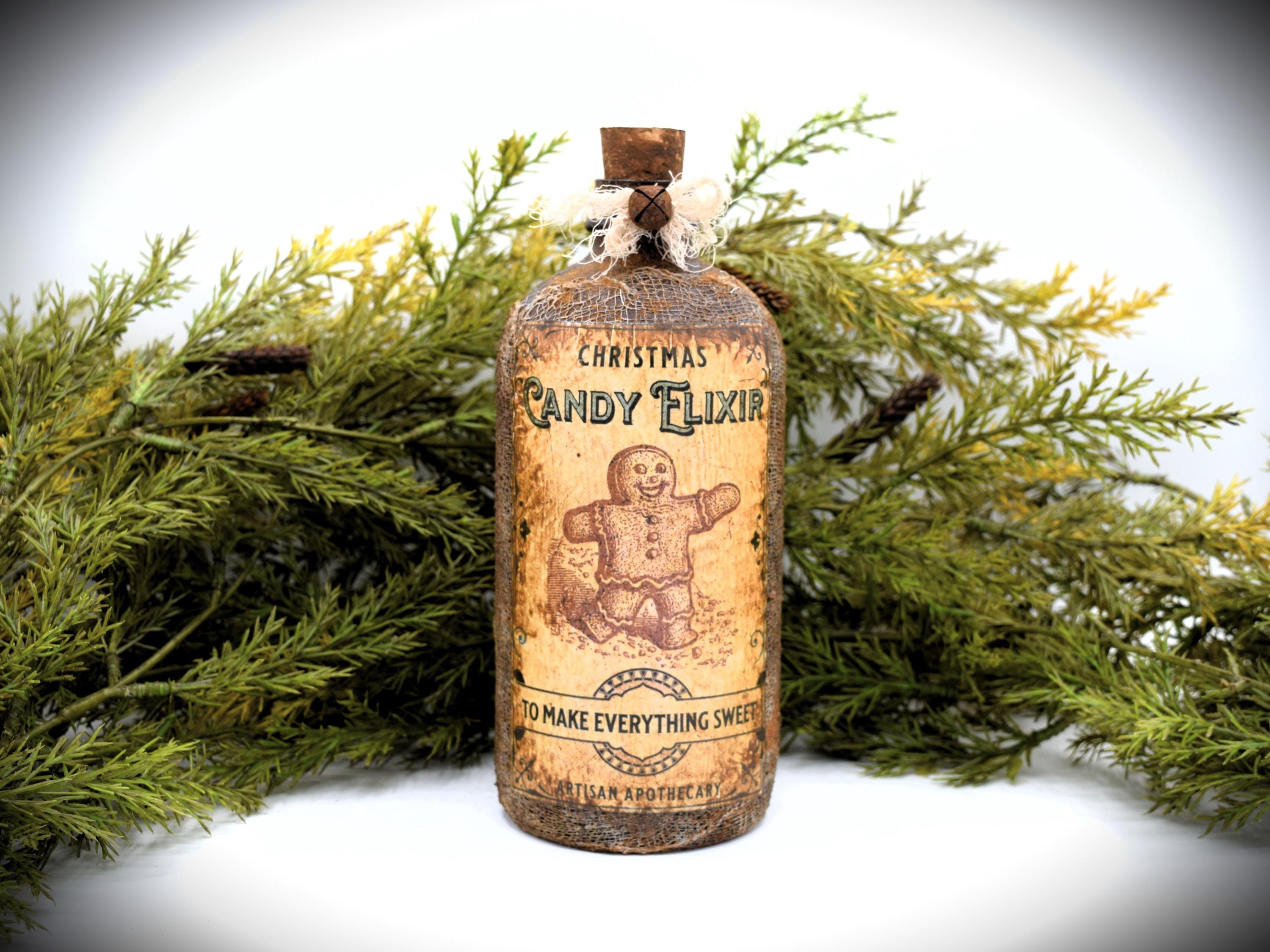 Primitive Christmas Potion Bottles: Country Farmhouse Christmas Decor ...