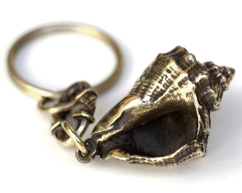 Bronze Shell Keychain Small Sea Shell Metal Keyring Travel | Etsy