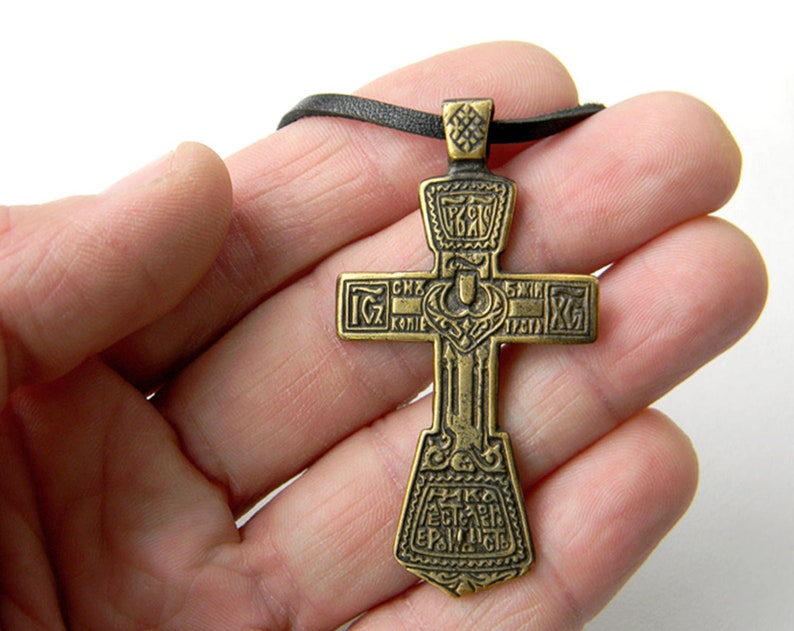 Bronze pendant Orthodox cross 3 Russian Cross | Etsy