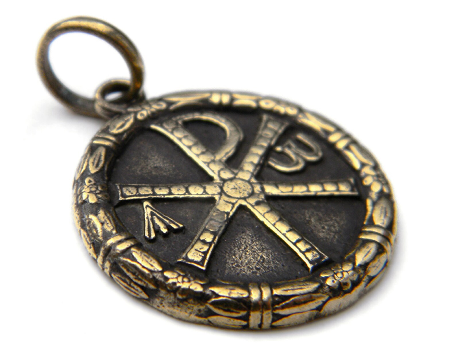 Bronze Pendant Chi Rho 3 Chi rho cross Alpha and omega | Etsy