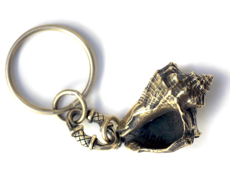 Bronze Shell Keychain Small Sea Shell Metal Keyring Travel | Etsy