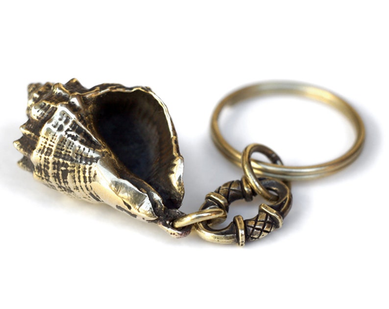 Bronze Shell Keychain Small Sea Shell Metal Keyring Travel | Etsy