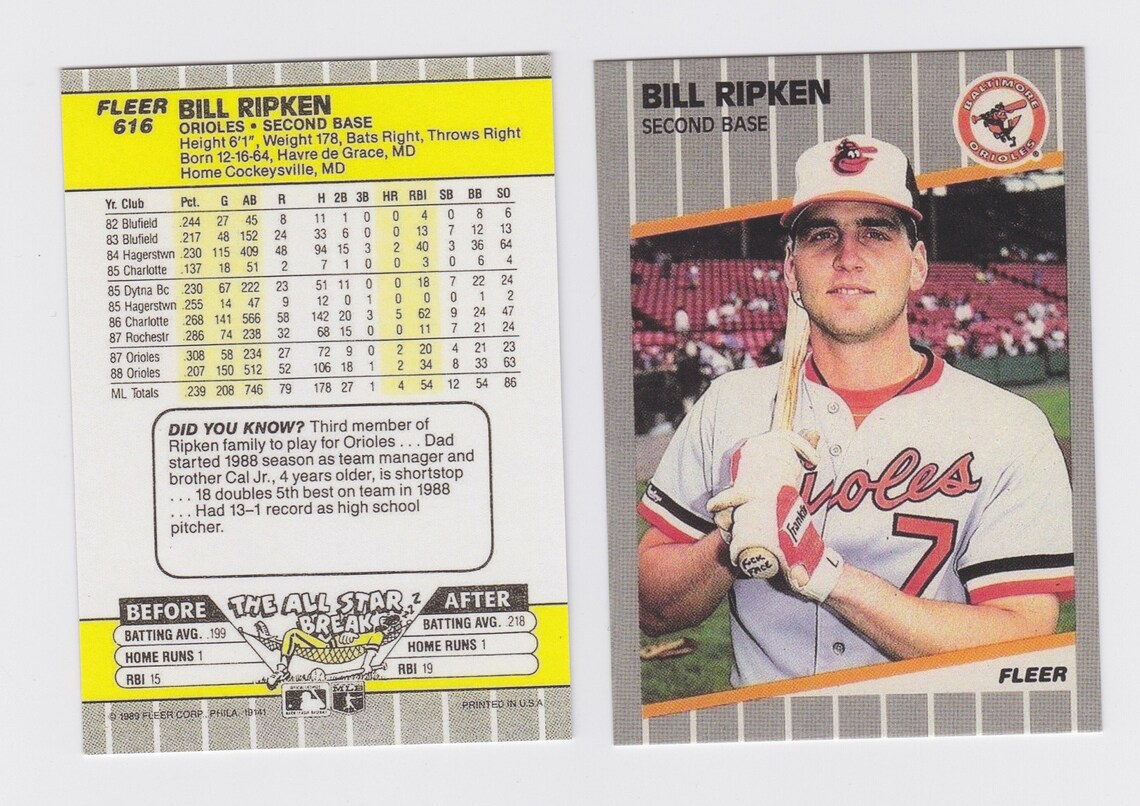 1989 Reprint Billy Ripken Infamous Fucx Face Card Baltimore - Etsy