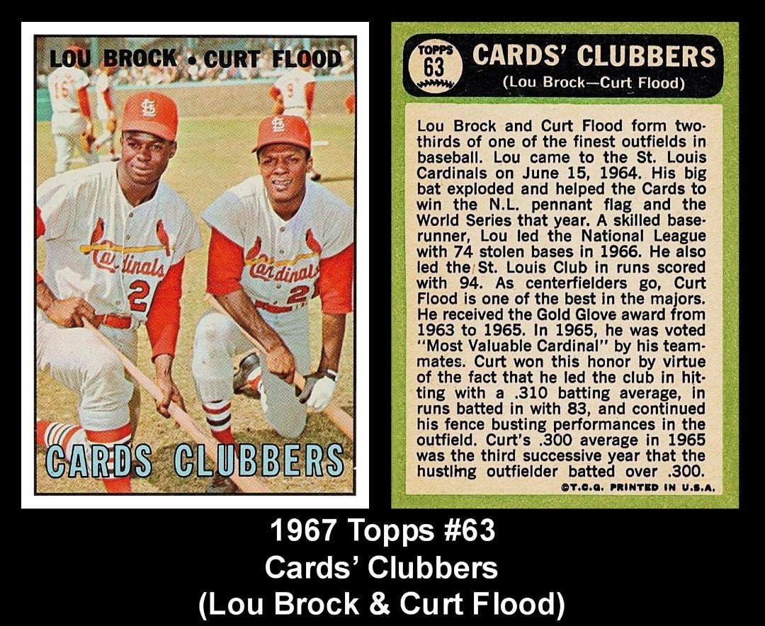 CARDS CLUBBERS Lou Brock Curt Flood Reprint St. Louis Cardinals Base ...