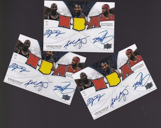 Lot of 3 Cards Autographs Triple Jerseys Reprint MICHAEL JORDAN. Kobe ...