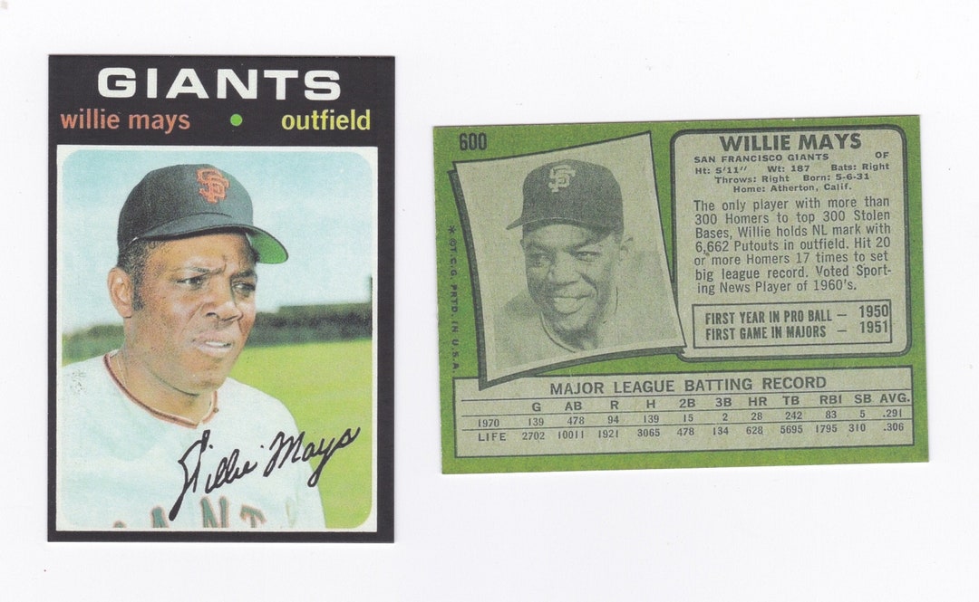 1971 Reprint WILLIE MAYS Novelty San Francisco New York Giants Sey Hey ...