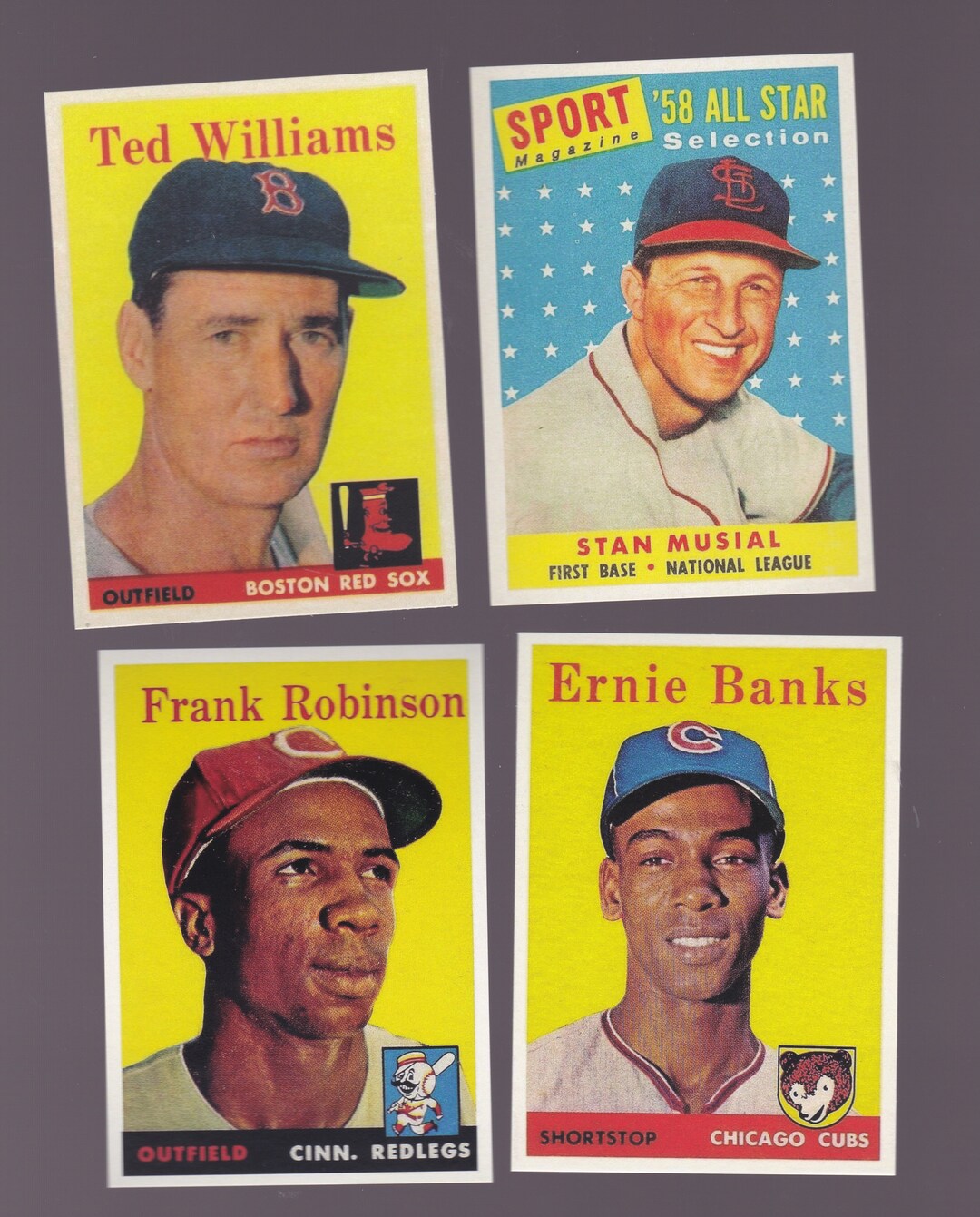 1958 Novelty Cards 50 Cents Sale Musial All Star Frank Robinson Ted ...