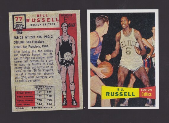 Bill Russell Rookie 1957 reprint Boston Celtics NBA's | Etsy