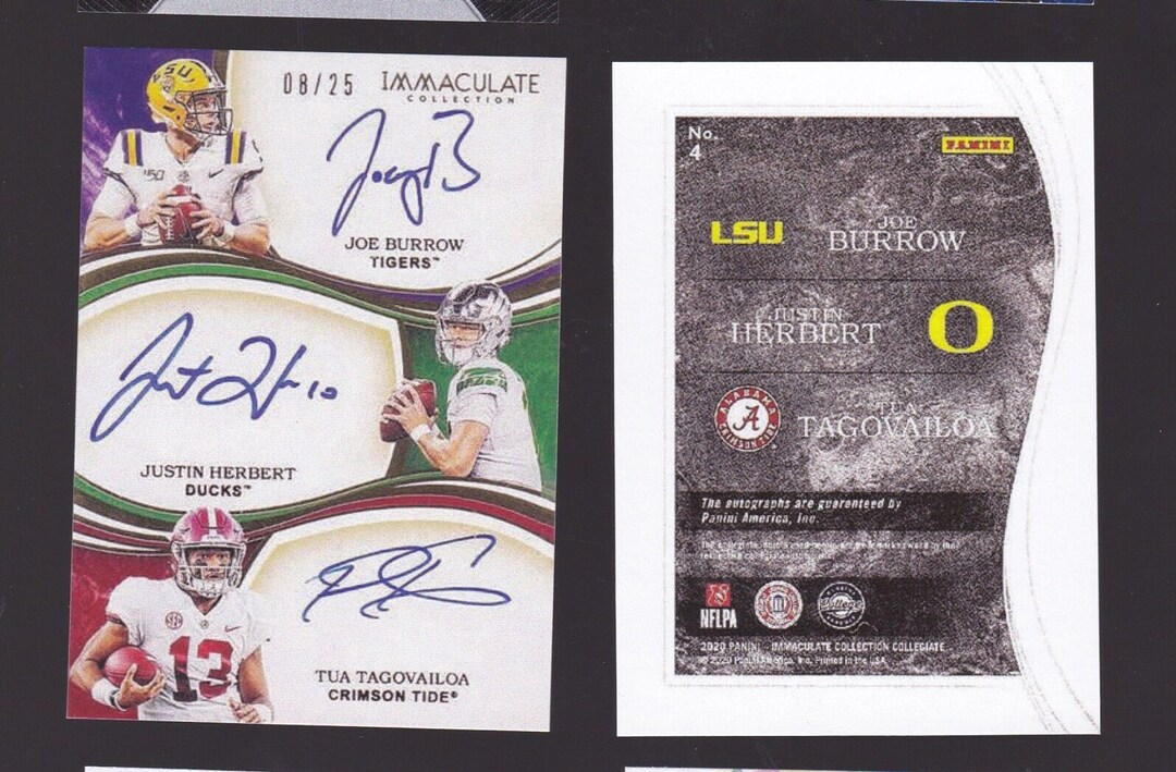 NFL Young Guns 3 Autographs Joe Burrow Justin Herbert Tua Tagovailoa - Etsy