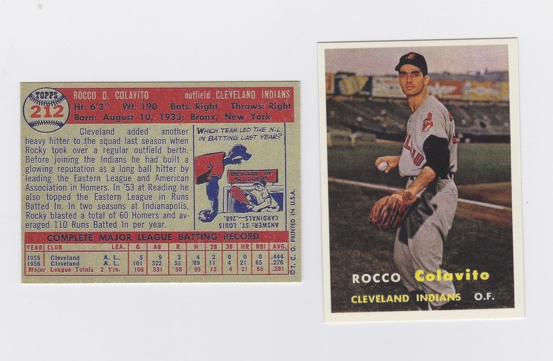 1957 Reprint Rookie Rocco Rocky Colavito Fan Favorite Cleveland Indians ...