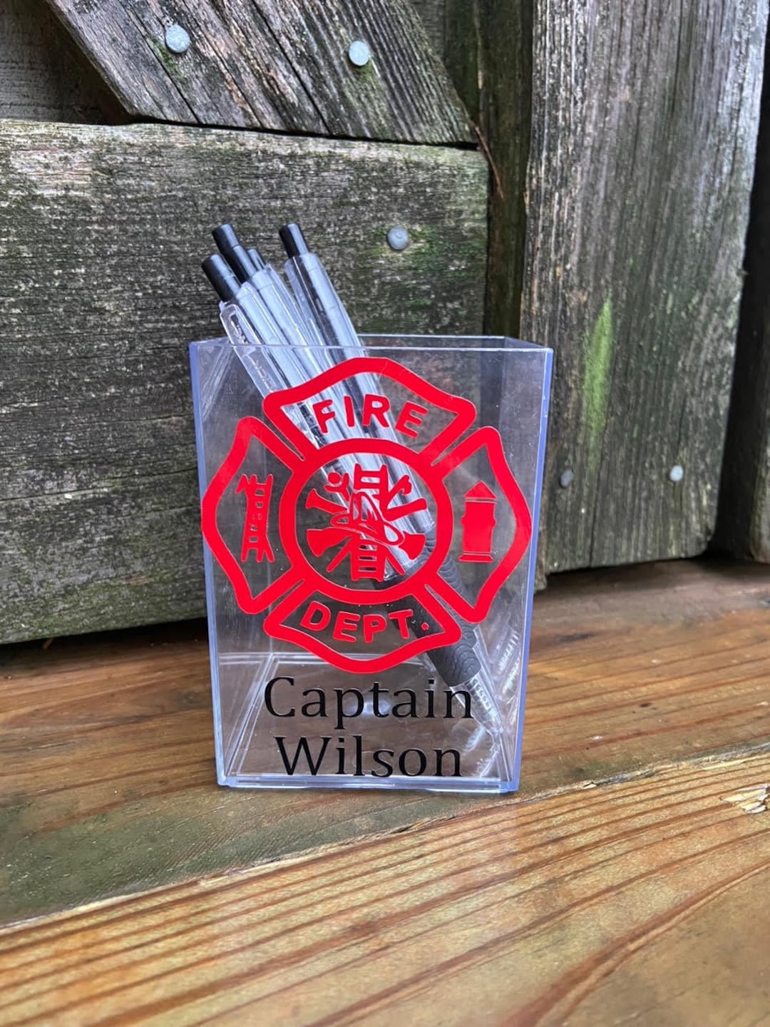 Firefighter Pen Holder Personalized Firefighter Gift Firefighter Wife ...