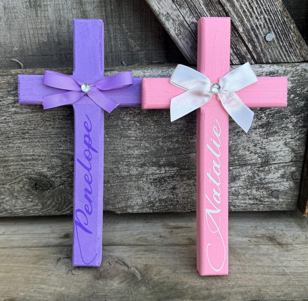 Cross Baptism Cross Nursery Decor Baby Girl Baptism Gift Wooden Cross ...