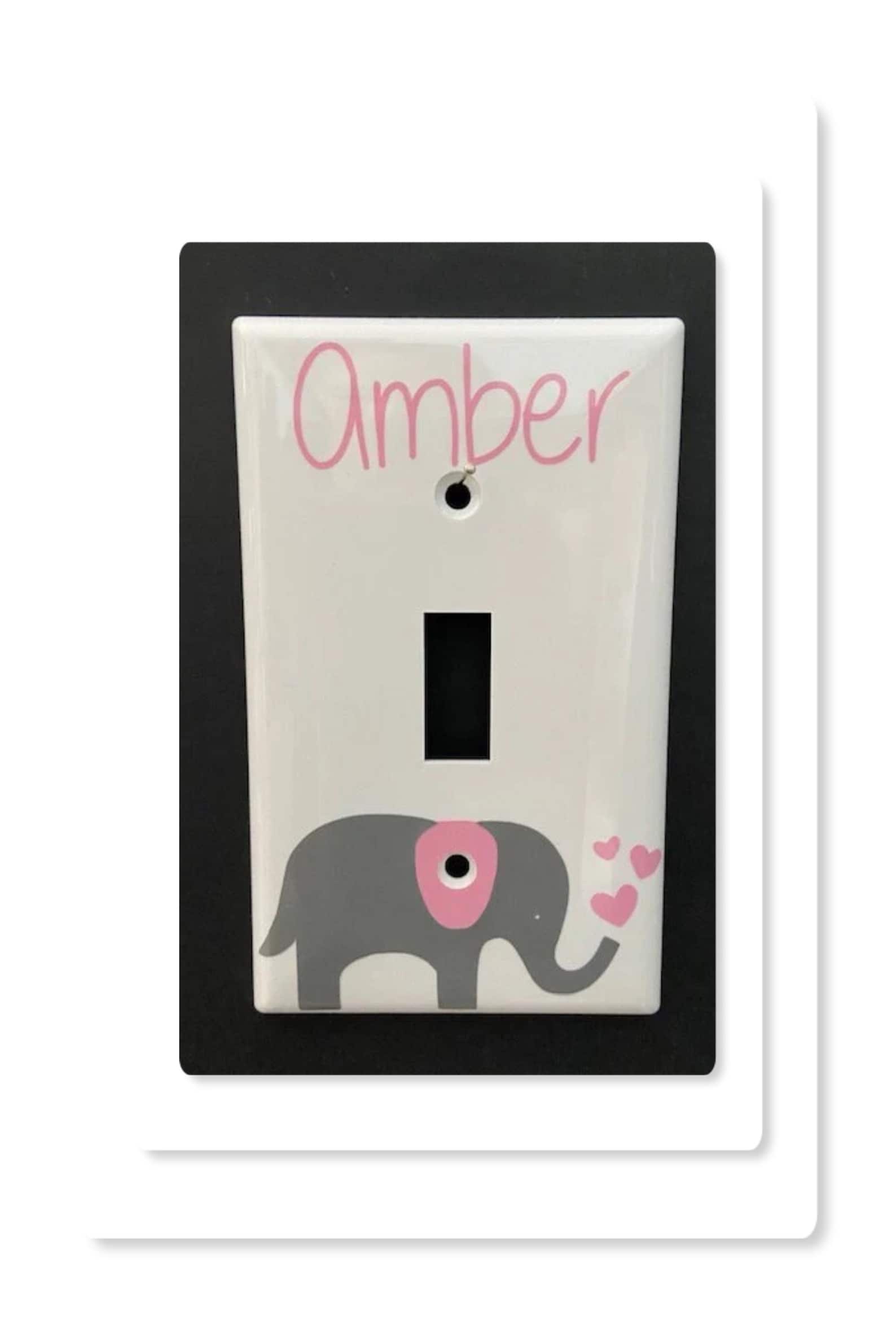 Elephant Light Switch Cover - Personalized Light Switch Cover - Pink ...