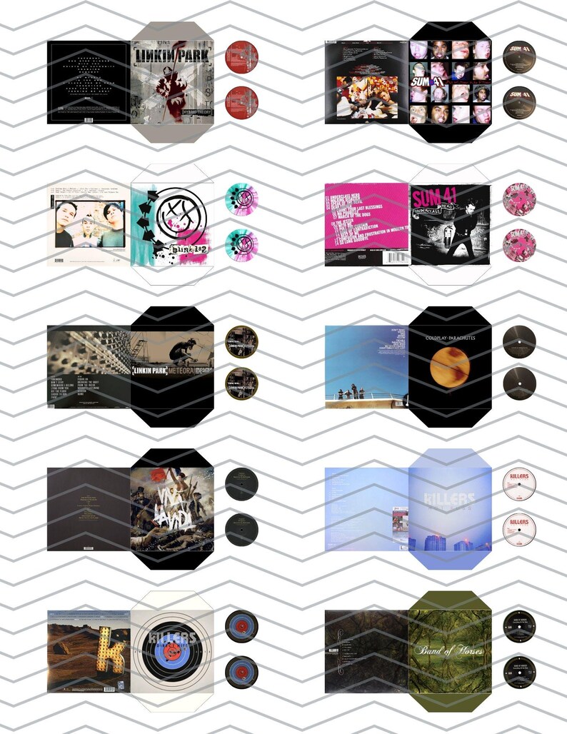 DIY Miniature Vinyl Record Album Covers Template & 100 Pre-made Albums ...