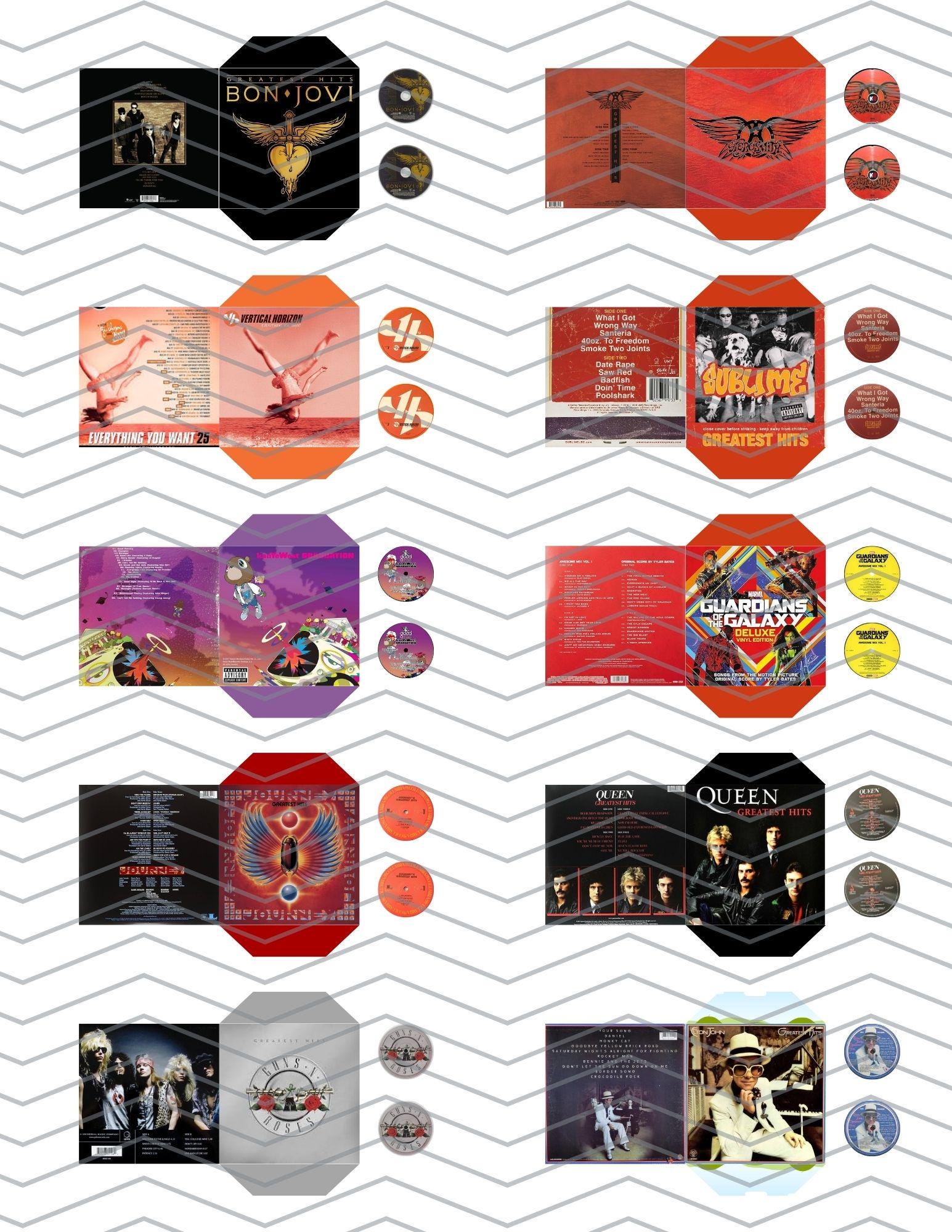 DIY Miniature Vinyl Record Album Covers Template & 100 Pre-made Albums ...