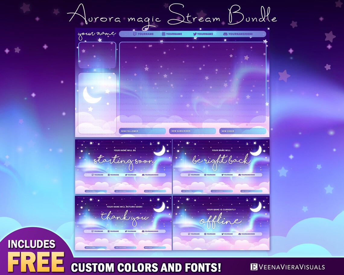 Aurora Magic Stream Overlay Set for Twitch and Youtube - Etsy