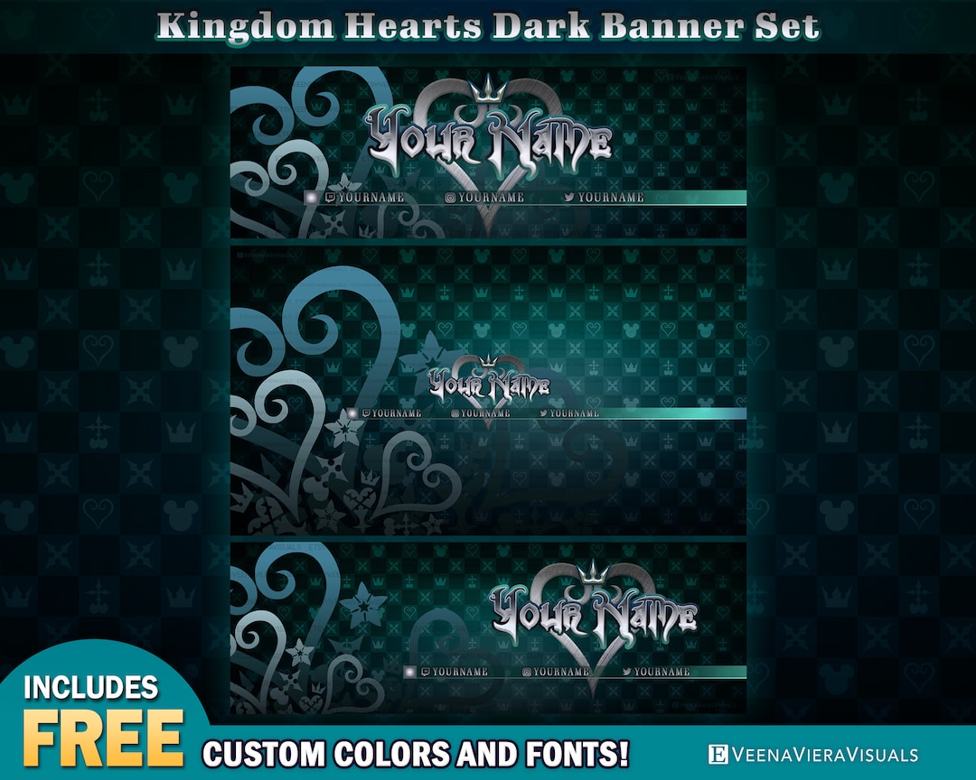 Kingdom Hearts Dark Themed Banners Set for Twitch, Youtube, and Twitter ...