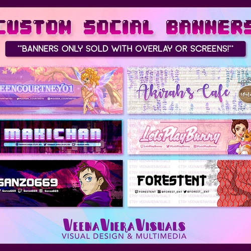 CUTE Custom Banner for Your Twitch Youtube Twitter Etc - Etsy