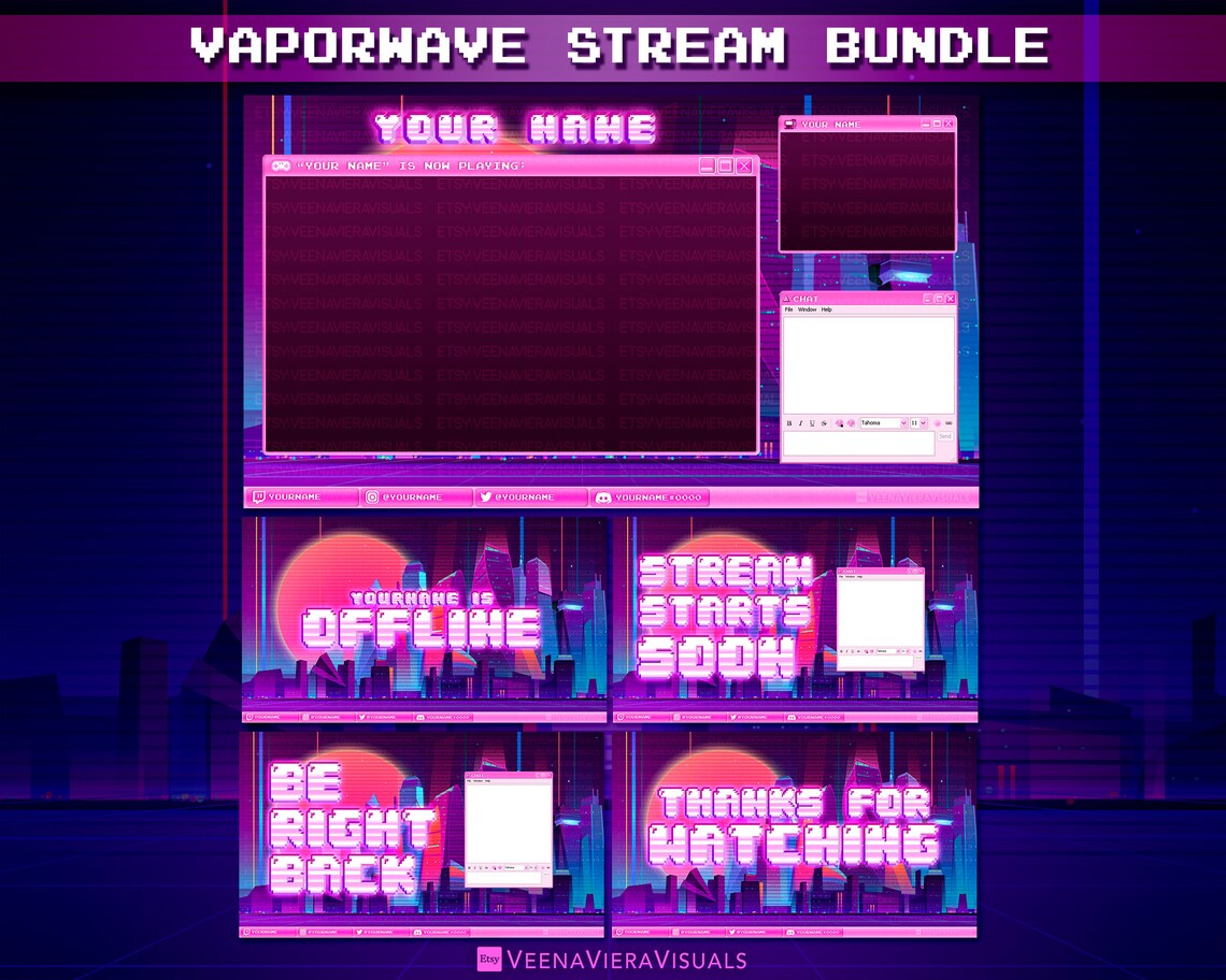 Vaporwave Stream Overlay Set for Twitch Facebook and Youtube - Etsy UK