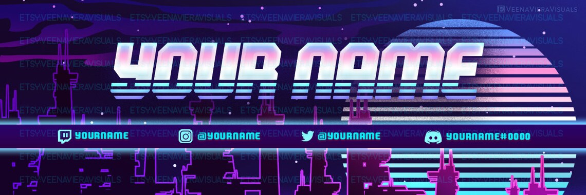 Synthwave Banners Set for Twitch Youtube and Twitter - Etsy