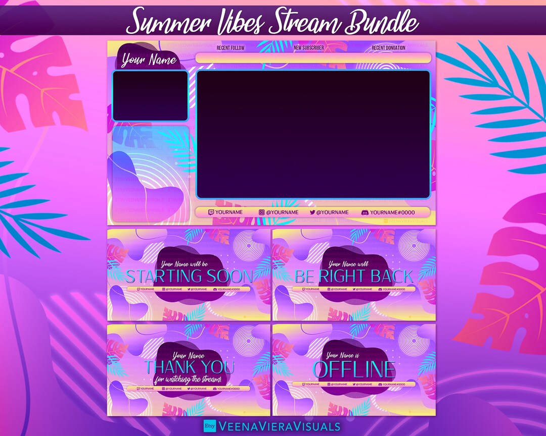 Summer Vibes Stream Overlay Set for Twitch, Kick and Youtube - Etsy