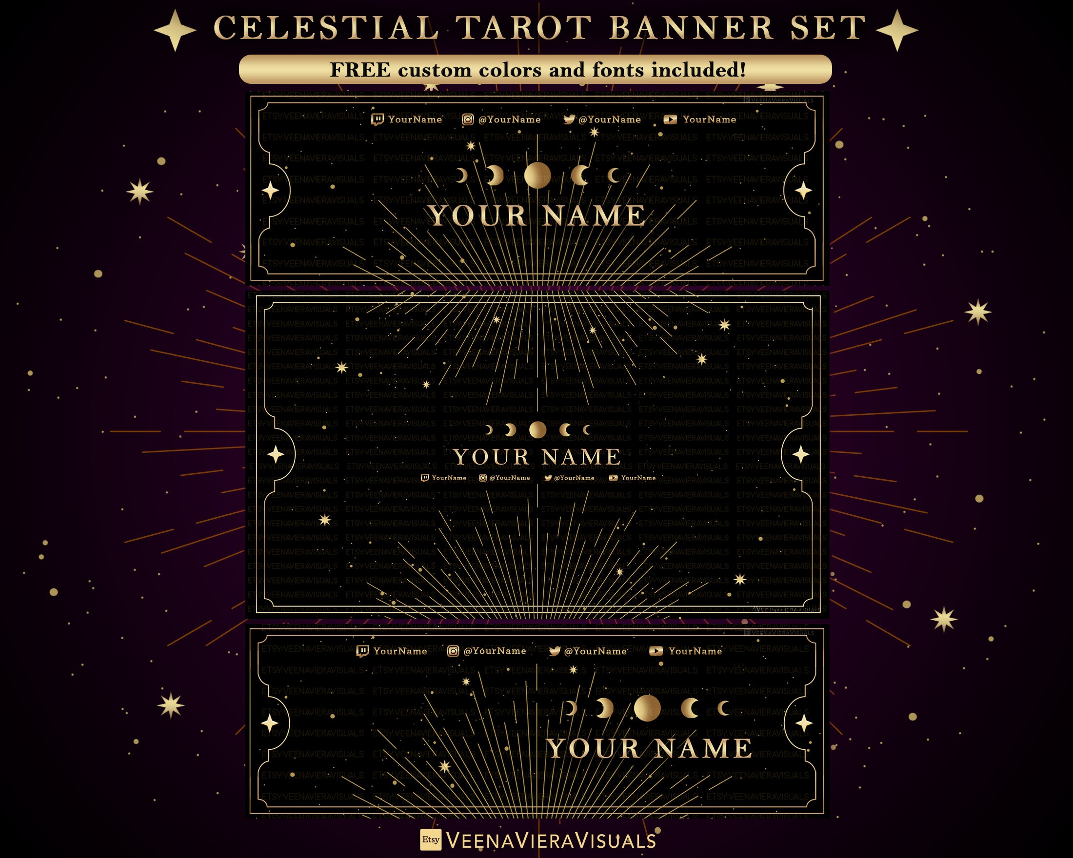 Celestial Tarot Banners Set for Twitch Youtube and Twitter - Etsy