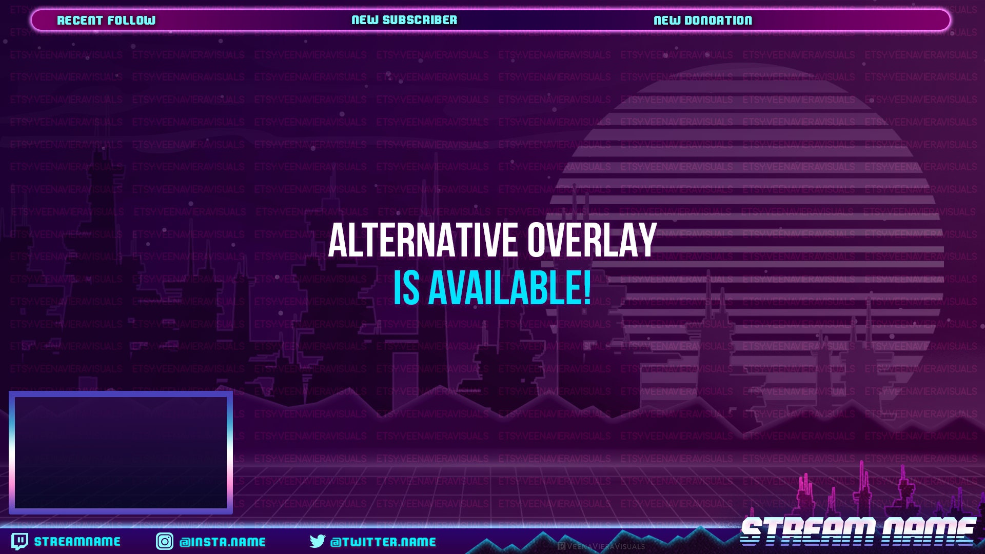 Synthwave Stream Overlay Set for Twitch and Youtube - Etsy Canada