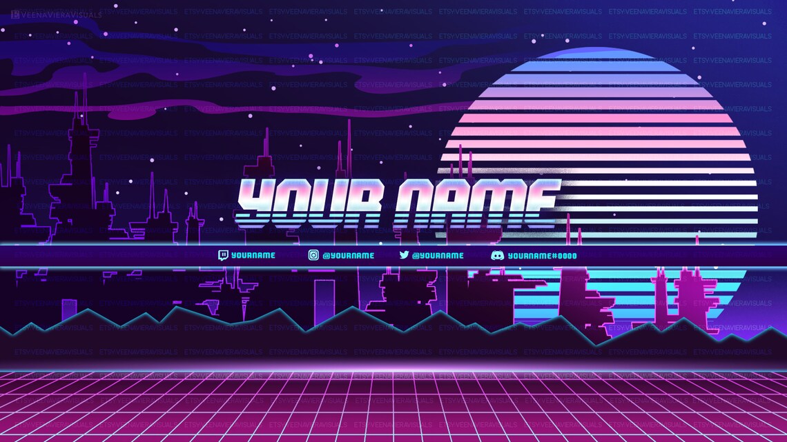 Synthwave Banners Set for Twitch Youtube and Twitter - Etsy