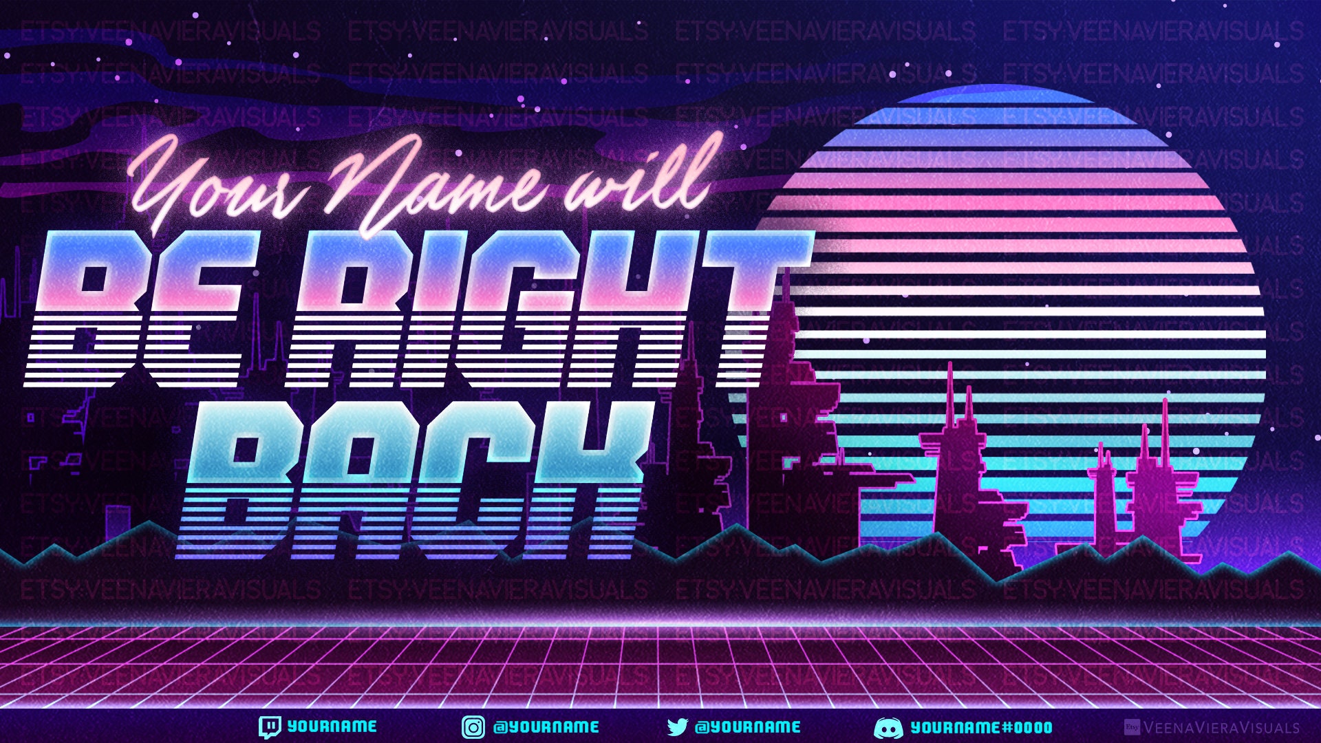 Synthwave Stream Overlay Set for Twitch and Youtube - Etsy Canada