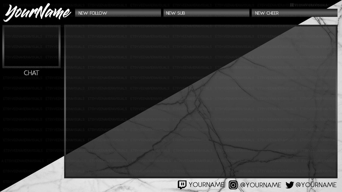 White Marble Stream Overlay Set for Twitch Facebook and | Etsy