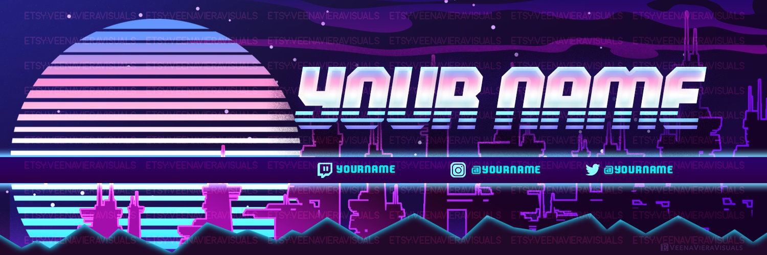 Synthwave Banners Set for Twitch Youtube and Twitter - Etsy