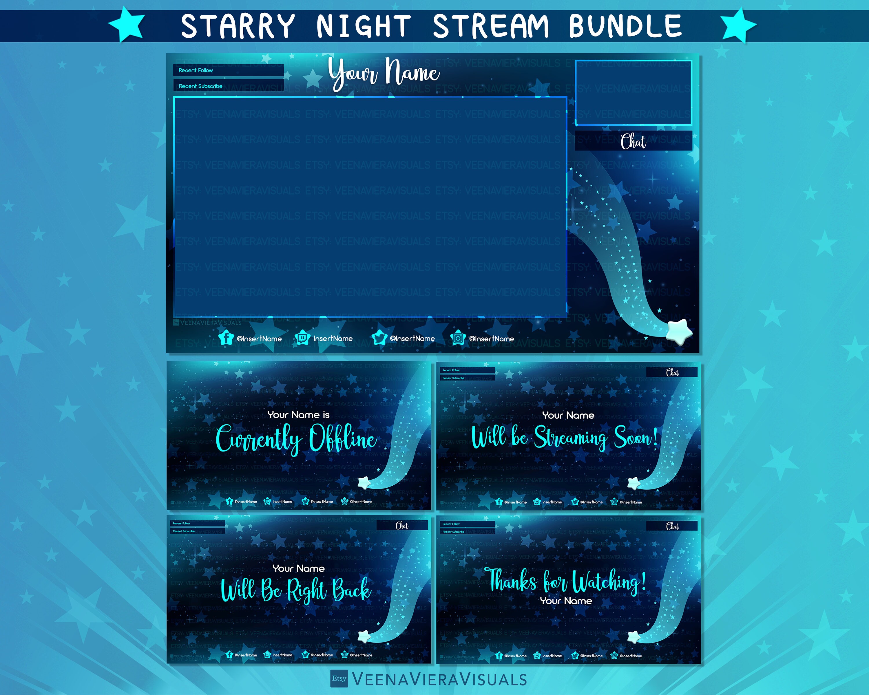 Starry Night Twitch Stream Overlay Set for Twitch Facebook | Etsy India