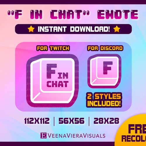 F in Chat Emote Premade for Twitch Kick & Discord Instant - Etsy