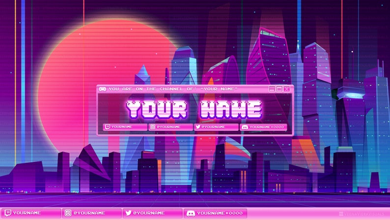 Vaporwave Banners Set for Twitch Youtube and Twitter - Etsy