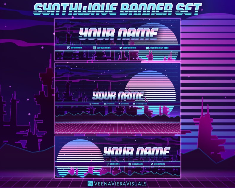 Synthwave Stream Package 25 Pieces FREE Custom Colors & - Etsy