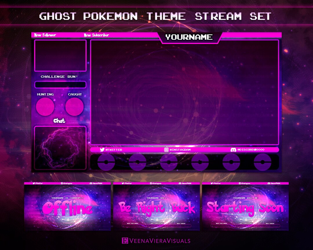 Ghost Pokemon Theme Stream Overlay Set Twitch, Kick, Facebook and ...
