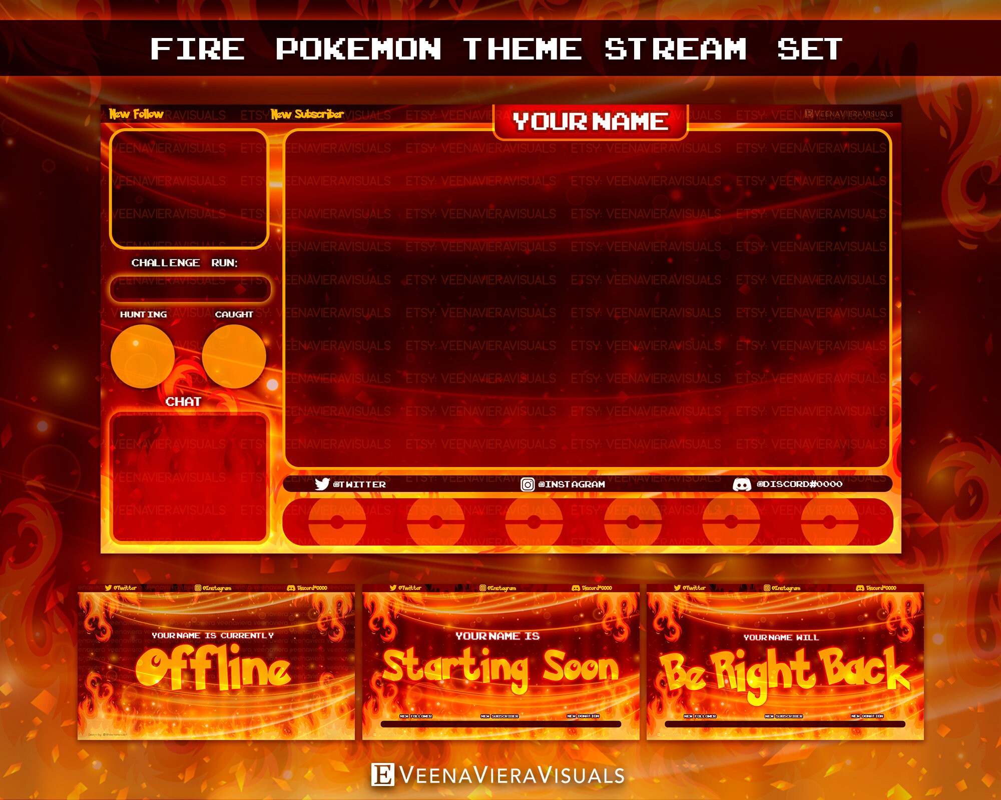 Fire Pokemon Theme Stream Overlay Set / Twitch Facebook y - Etsy México
