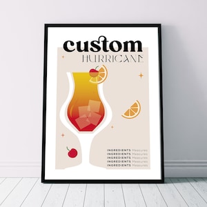 Custom Cocktail Recipe Poster | Customisation Available | Colour ...