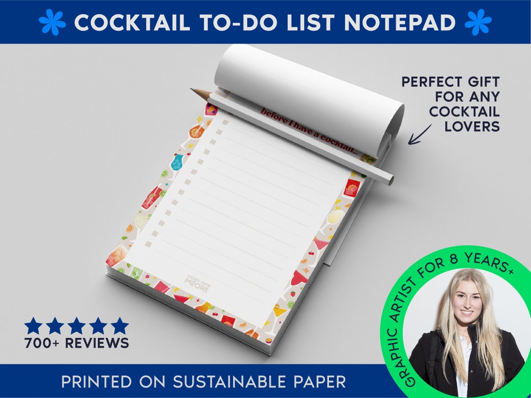 Cocktail To-do List| Bar To-do List | Cocktail Notepad | Funny To-do ...